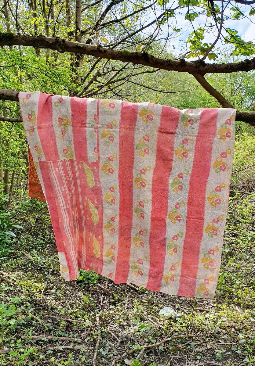Pink Striped Kantha Quilt – Spindle by Sisters