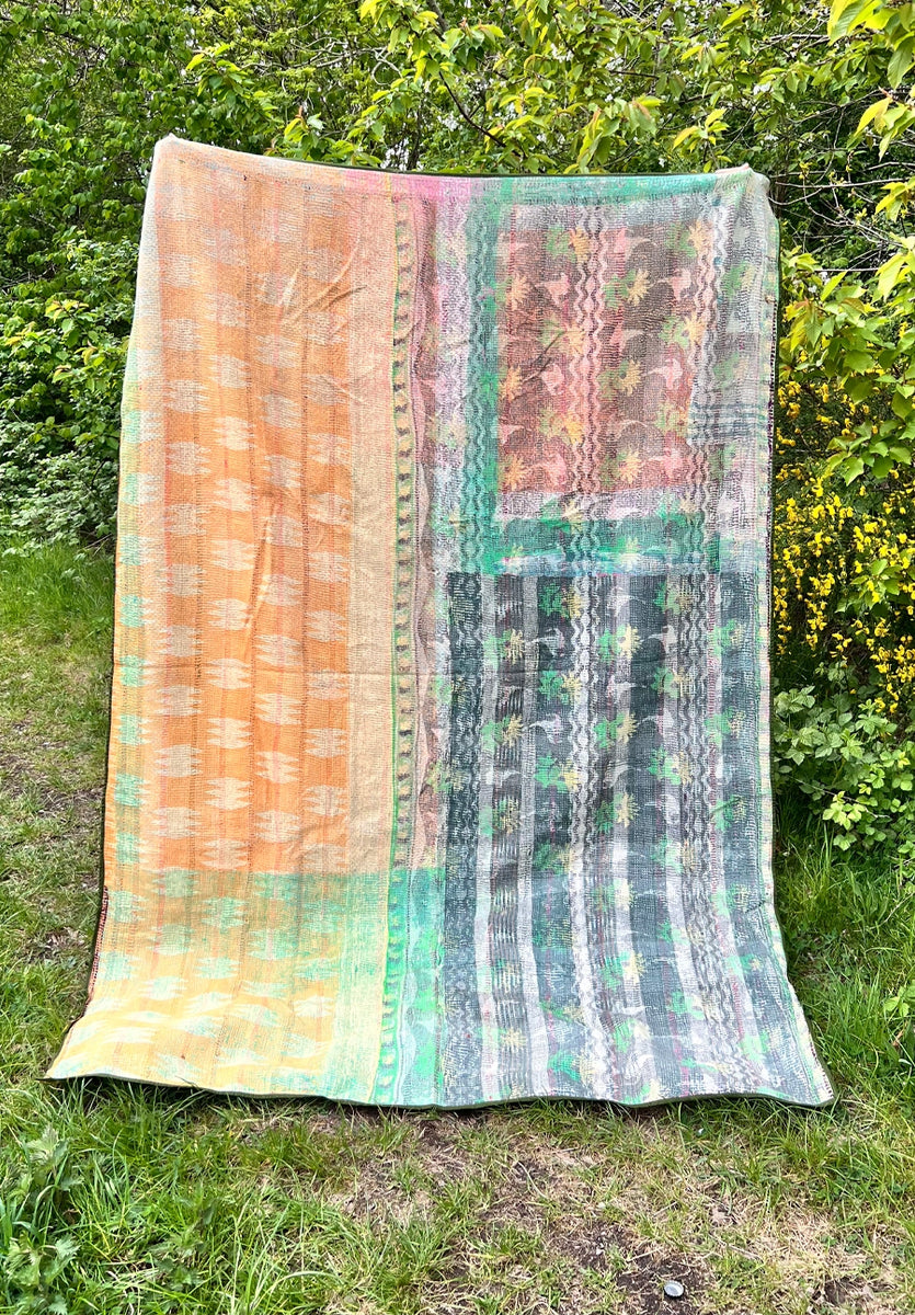 Vintage Tropical Spring Kantha Quilt – Spindle by Sisters