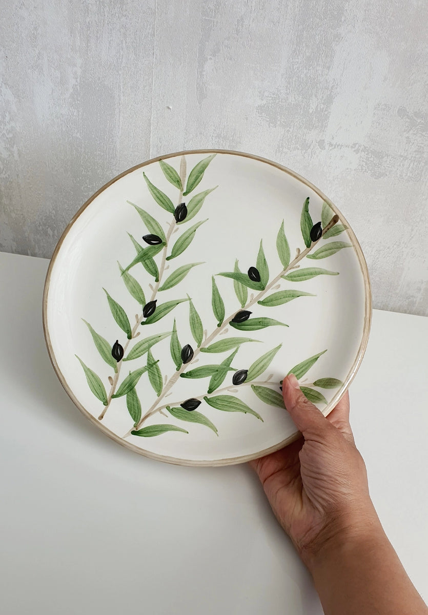 Handpainted Palestinian ceramic olive dinner plate | SPINDLE – Spindle ...