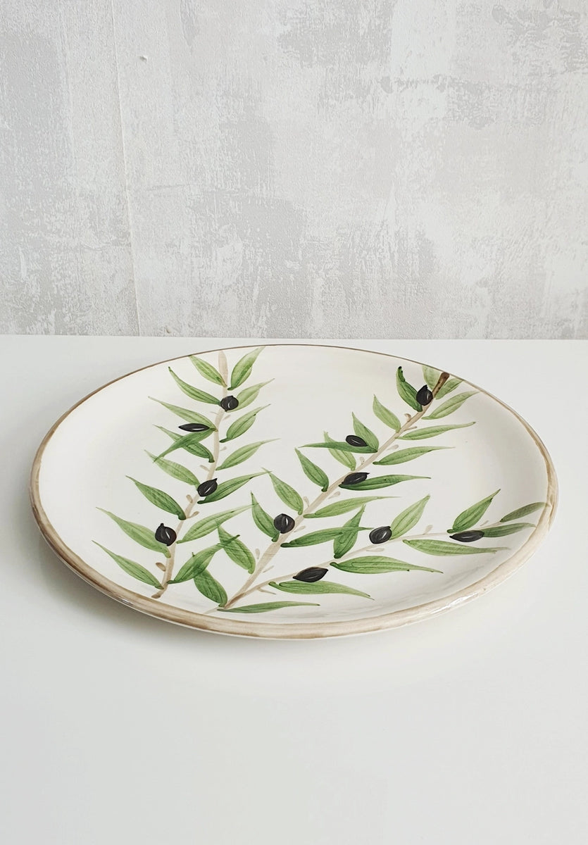 Handpainted Palestinian ceramic olive dinner plate | SPINDLE – Spindle ...