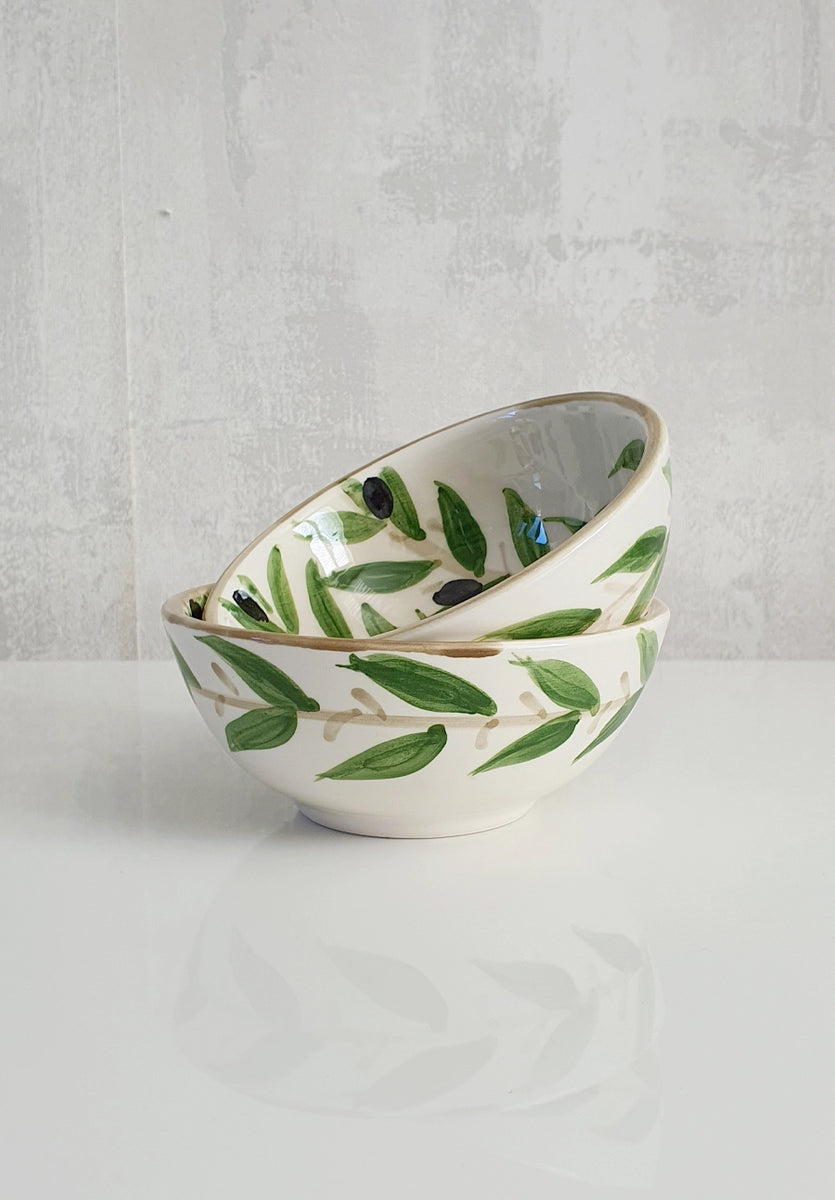 Handpainted Palestinian ceramic olive bowls | SPINDLE – Spindle by Sisters