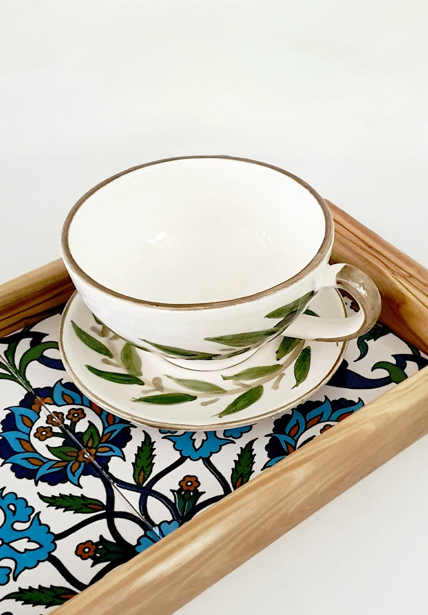 Handpainted Palestinian ceramic olive dinner plate | SPINDLE – Spindle ...
