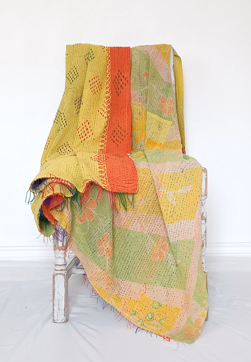 Large floral kantha quilt – Spindle by Sisters