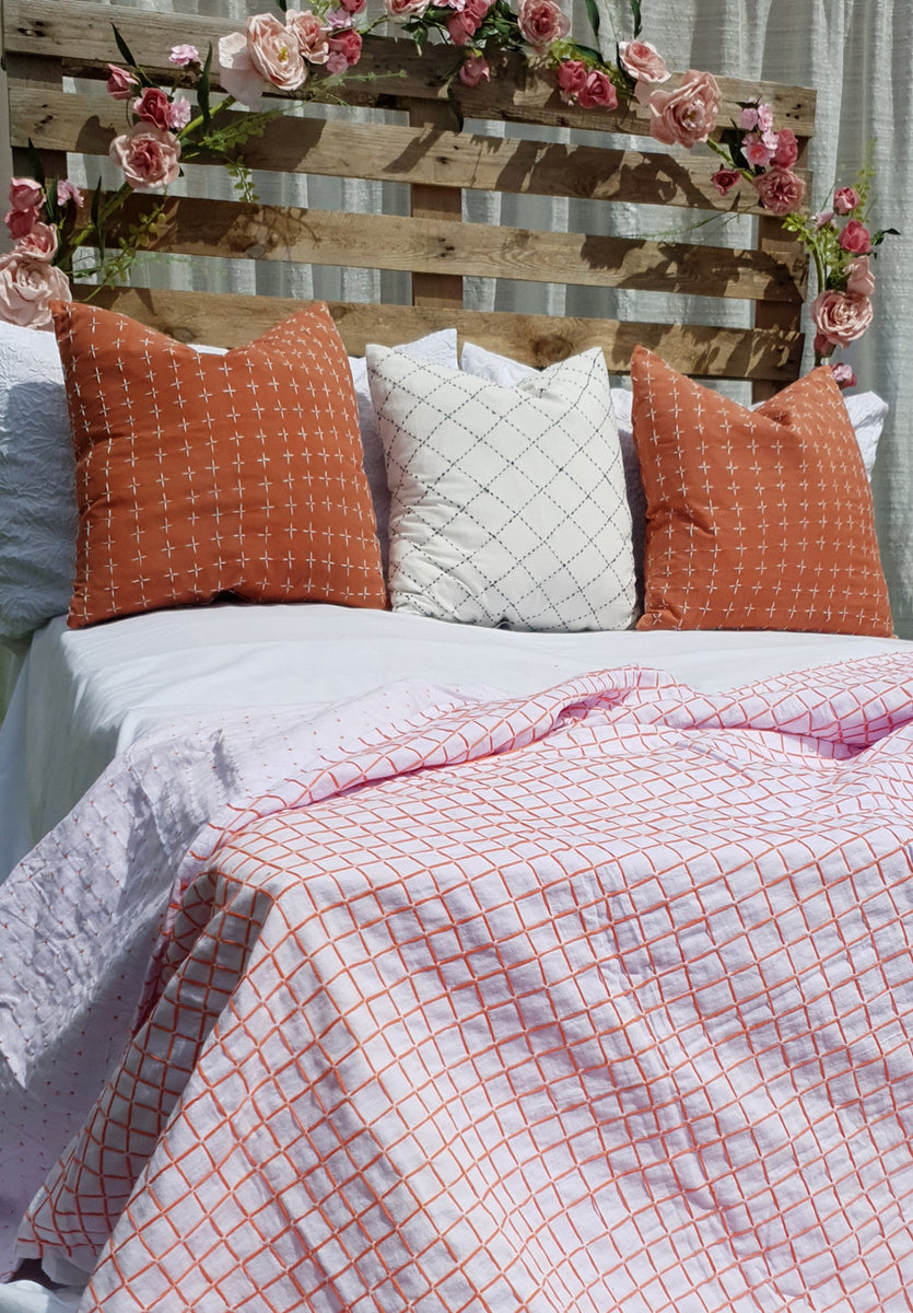 Orange check throw. Lounge throws | SPINDLE – Spindle by Sisters